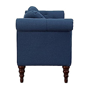 Lexicon Adira 75" Traditional Fabric Settee with 2 Pillows in Blue