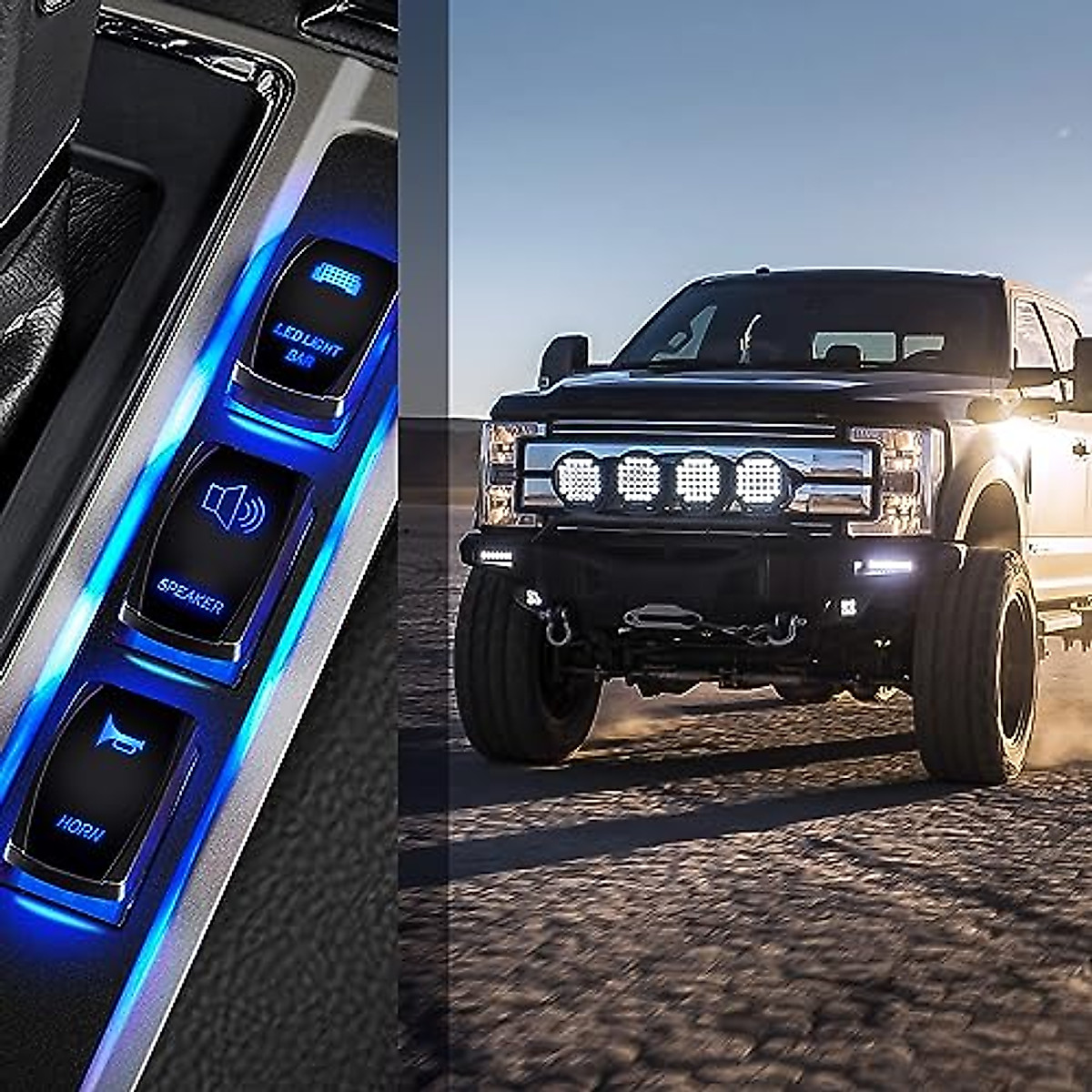 Nilight Speaker Rocker Switch Led Light Bar Switch 5 Pin Laser On Off SPST switches 20A/12V 10A/24V Switch Blue with Jumper Wires Set for Cars Trucks Boats ATVs UTVs RVs, 2 Years Warranty