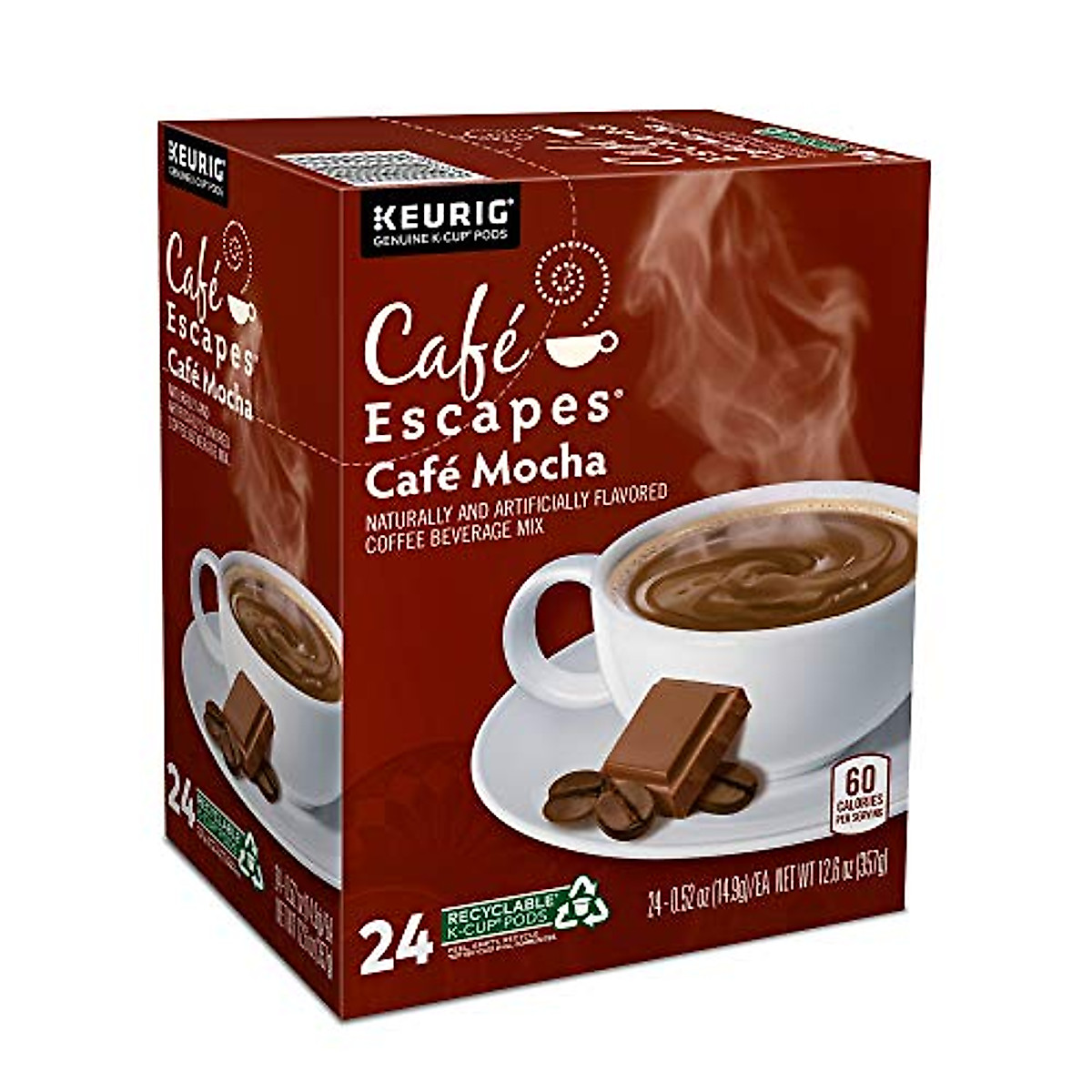 Café Escapes Café Mocha Coffee Beverage, Single-Serve Keurig K-Cup Pods, Flavored Coffee Pods, 72 Count