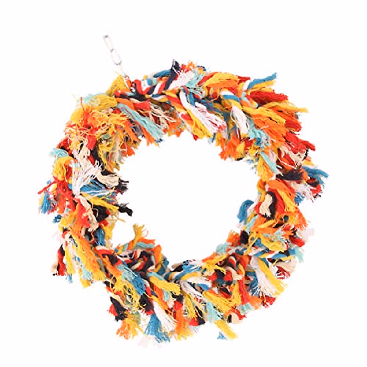 Balacoo Bird Swings Cotton Rope Hanging Perch Wreath Parrot Bite Toy Bird Beak Grinder Stand Ring Xmas Tree Ornament for Parakeets Cockatiels Macaws Finches