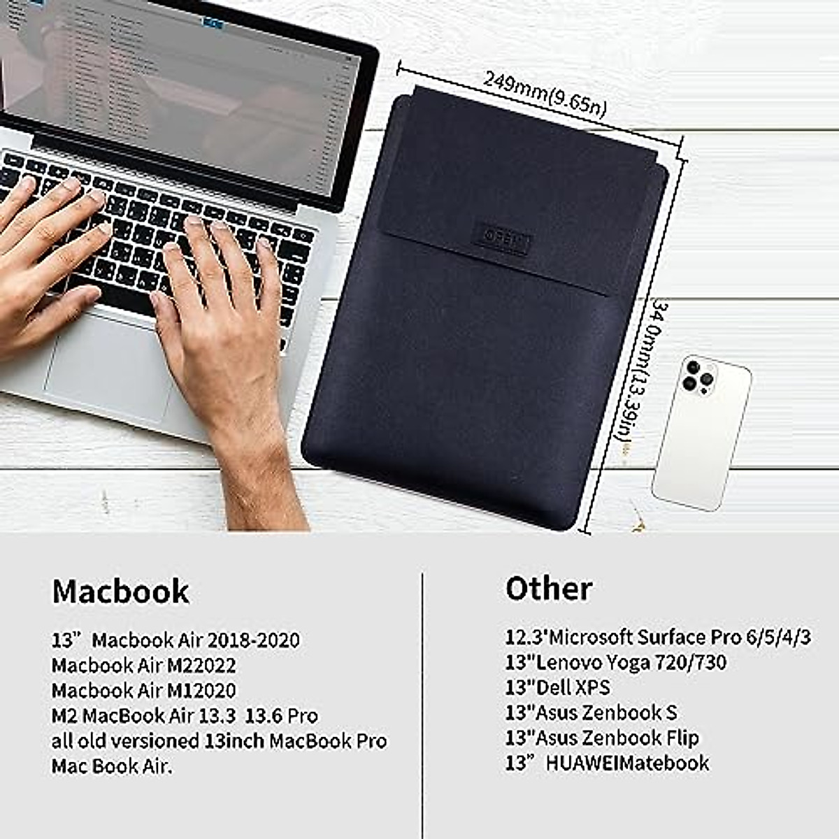 Padded Laptop Case Inner Pu Leather Bag Stylish Versatile Cheap Thin Sleeve Compatible with 13-13.3-14-15 Inch Case (black13-13.3in)