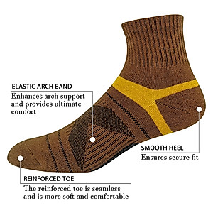 HaloYIYI Men's 5 Pack Athletic Ankle Quarter Socks Performance Breathable Sport Low Cut Brown Socks (Brown, 10-13|US Men's Shoe Size 6-11)