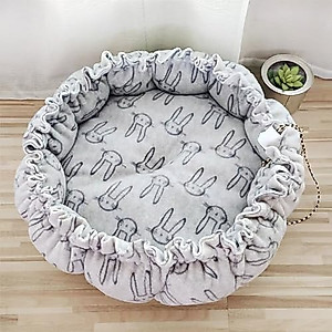 LINLIJIA Dog Kennel, Dog Crate, Sturdy Durable Dogs Nest, Round Cat Bed Deep Sleeping Bed Dog Cat Winter House Drawstring Design Pet Mat for Kitten Puppy Sleeping Supplies