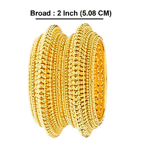 Efulgenz Indian Bangles Gold Tone Indian Bangles for Women Indian Style Bollywood Traditional Wedding Bridal Bracelet Bangle Set Jewelry