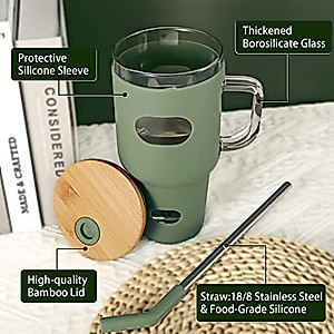 AOOTOOSPORT 32 Oz Tumbler Water Bottle Glass Coffee Cups With Straw and Lid Spill Proof BPA Free