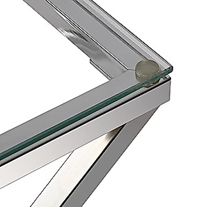 Versa Trento Auxiliary Small Table for The Living Room, Bedroom or Kitchen. Modern Side Table, Measurements (H x L x W) 51 x 51 x 51 cm, Glass and Metal, Colour Silver