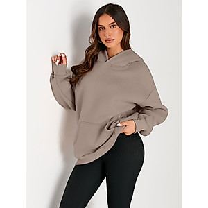 EFAN Womens Hoodies Oversized Sweatshirts Pullover Fleece Sweaters Long Sleeve Winter Fall Outfits Fashion Y2k Clothes CoffeeGrey XL
