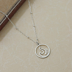 Boma Jewelry Sterling Silver Fire Flame Element Circle Pendant Necklace, 18 Inches