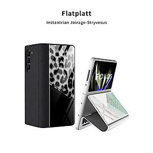 XIMAND for Samsung Galaxy Z Fold 5 5G Case with S-Pen Holder Pocket, Kickstand,Luxury Flip Plating Shockproof Glass Hybrid Leather All-Inclusive Flip Cover.(Grey)