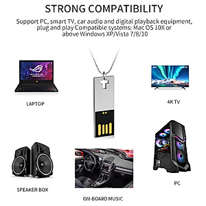 USB Flash Drive- Thumb Drive Memory Stick Pen Drive 32GB Necklace Metal Style Keychain Design (32gb, Silver)