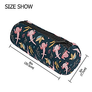 TNAIUGNDI Animal Axolotl Pencil Case for Adults, Cute Mexican Axolotl Pencil Bags With Zipper for School Office, Pencil Box Organizer for Student Women Men Teen