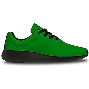 Mens Womens Green Shoes Running Walking Tennis Sneakers Green Print Solid Color Shoes Gifts for Boy Girl,Size 13 Men/15.5 Women Black