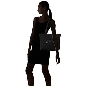 Vera Bradley Women's Microfiber Small Vera Tote Bag, Black 2, One Size