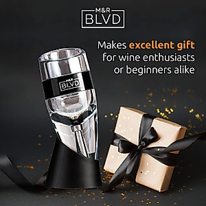 Wine Aerator with Vertical Display Stand by M&R Blvd. - 100% BPA Free - Premium Handheld Decanter Pourer Spout for Red, White, and Sweet Wines - Wine Gift Set for Wine Lovers and Aficionados