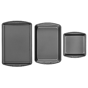 Goodcook 3 pack 8x8 Baking Pan with 13x9 Bake Pan and 13x9 Cookie Sheet