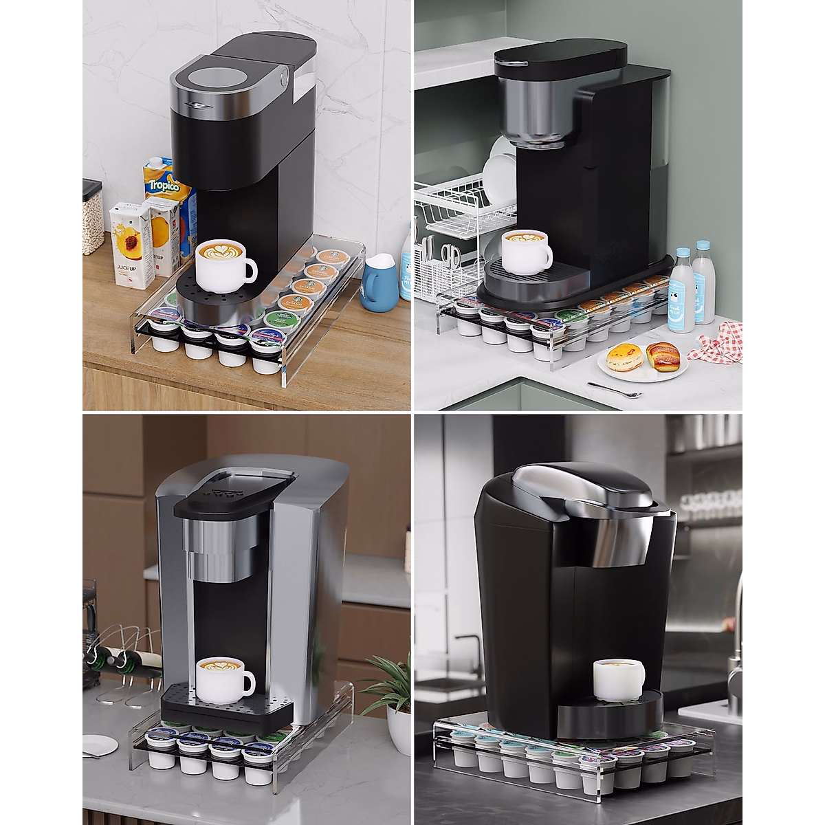 K Cup Holder - Coffee Pod Holder Storage Drawer for Coffee Capsule, Stand for Coffee Maker, Coffee Bar, Kitchen Organizer