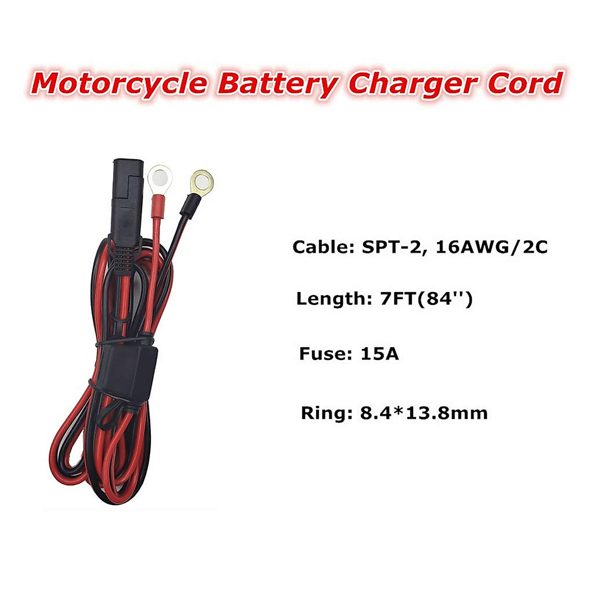 Ovitar O Ring Terminal SAE Cable - 12V-24V Quick Disconnect Extension Cable 2 Pin DC Connection Cord Plug for Camp Trailer Solar Panels Battery