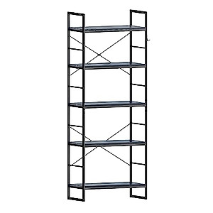 SAILUN 5 Tier Bookshelf, Free Standing Bookcase, Book Shelf with Metal Frame, Storage Rack Shelves Organizer for Bedroom, Living Room, Dark Black