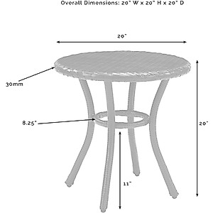 Crosley Furniture Palm Harbor All Weather Rattan Wicker Round Outdoor Side Table for Patio, Deck, Porch, White