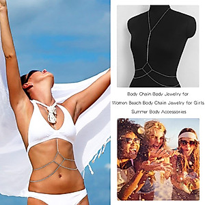 Body Chain Body Jewelry for Women Beach Body Chain Jewelry for Girls Summer Body Accessories (Silver)