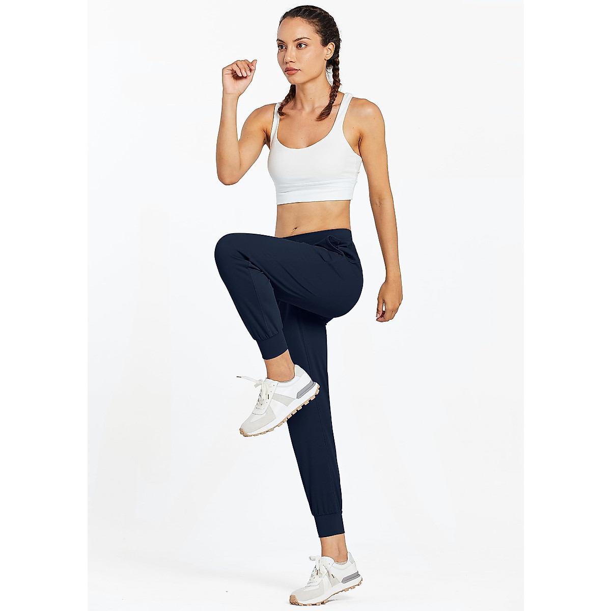 Libin Women's Joggers Pants Athletic Sweatpants with Pockets Running Tapered Casual Pants for Workout,Lounge, Navy L