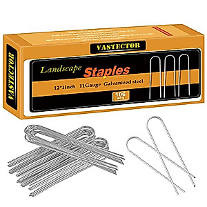 106-Pack Anti-Rust 12 Inch 11 Gauge Round-Top Heavy-Duty U-Shaped Garden Securing Stakes/Spikes/Pins/Pegs