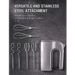 DmofwHi Hand Mixer Electric with Timer and Digital Screen,9-Speed Mixer Electric Handheld with 6 Stainless Steel Accessories,400W Powerful Electric Hand Mixer with Storage Case(Silver)