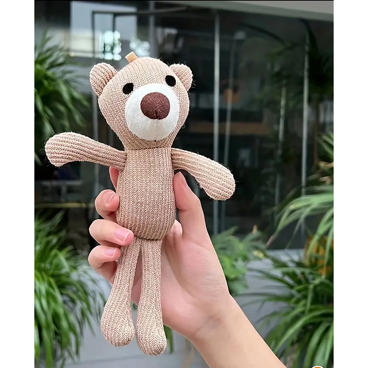 Squeaky Bear Dog Toys, Durable Plush Chew Cute Toy for Small or Medium Breeds, Set of 2, Bear Figures, Dog's Besties, Interactive Bear Animals, Promotes Dental Health and Hygiene (Brown and Beige)