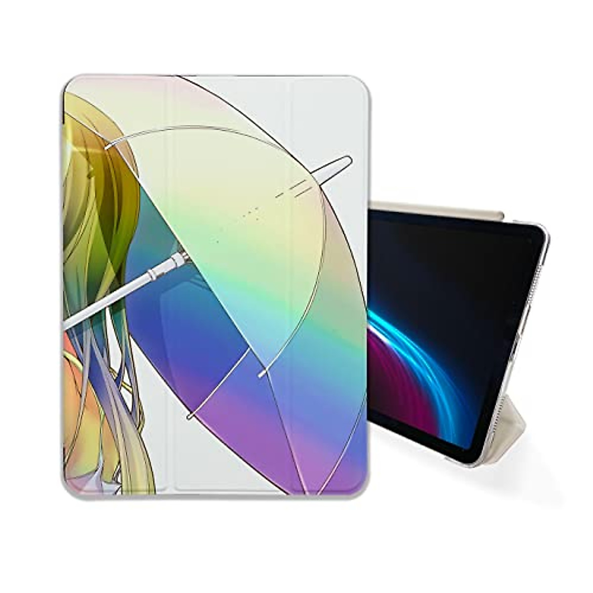 Cute Anime Kawaii Girl Umbrella case Compatible with iPad Mini Air Pro 7.9 8.3 9.7 10.2 10.9 11 12.9 inch Pattern Cover New 2022 2021 Trifold Stand 3 4 5 6 7 8 9 Generation 546 (10.2" 7/8/9 gen)