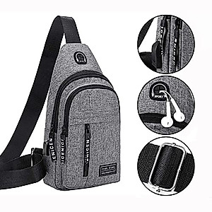 Ausyst Multipurpose Crossbody Chest Bag Waterproof Strap Bag with USB Hole & Headphone Hole Sport Outdoor Hiking Backpack