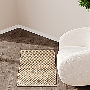 Jute Cotton Rug 2x3 Feet (24x36 inches) Hand Woven by Skilled Artisans, Farmhouse Style, for Any Room of Your Home décor – Honeycomb Weave Construction - Natural Jute Cotton Rug