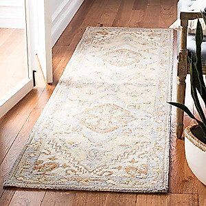 SAFAVIEH Heritage Collection Runner Rug - 2'3" x 12', Beige & Grey, Handmade Traditional Oriental Wool, Ideal for High Traffic Areas in Living Room, Bedroom (HG920B)