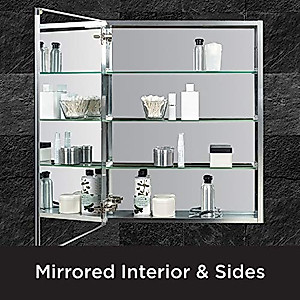 Zenna Home Aluminum, 24 x 30 Inches, Designer Series by Zenith Beveled Mirror Medicine Cabinet, Frameless