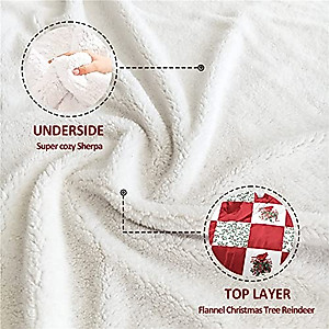 Christmas Sherpa Fleece Twin Size Blanket, Cardinals Birds Stitching Plaid Fuzzy Soft Lightweight Breathable Bed Sofa TV Couch Blanket - 60'x80'