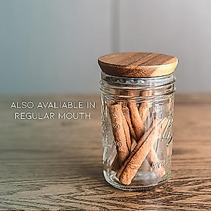 Wood Lid for Wide Mouth Mason Jars, Set of 12, Acacia Wooden Storage Canning Ball Jar Lids with Airtight Silicone Seal, Designed by S1EGAN