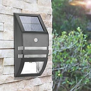 Zerodis Solar Wall Light, Polycrystalline Silicon Solar Panel Illumination Equitment Stainless Steel Casing Solar Power Motion Sensor Lamp for Use in Garages Corridors Patio (3)