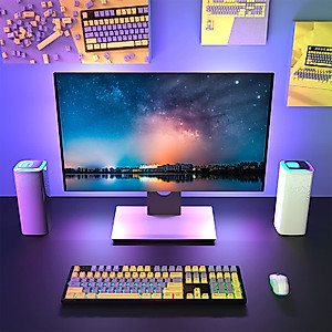 WEGASTU KEYCAPS Design Style Typewriter only Keycaps Square Keycap Mechanical Keyboard for Gaming&Typing Keyboard 104-Keys Yellow and Gray