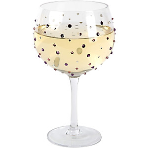 Pavilion Gift Company Amethyst Purple Gem Stones-February Birthday 24 Oz Stemmed Wine Glass