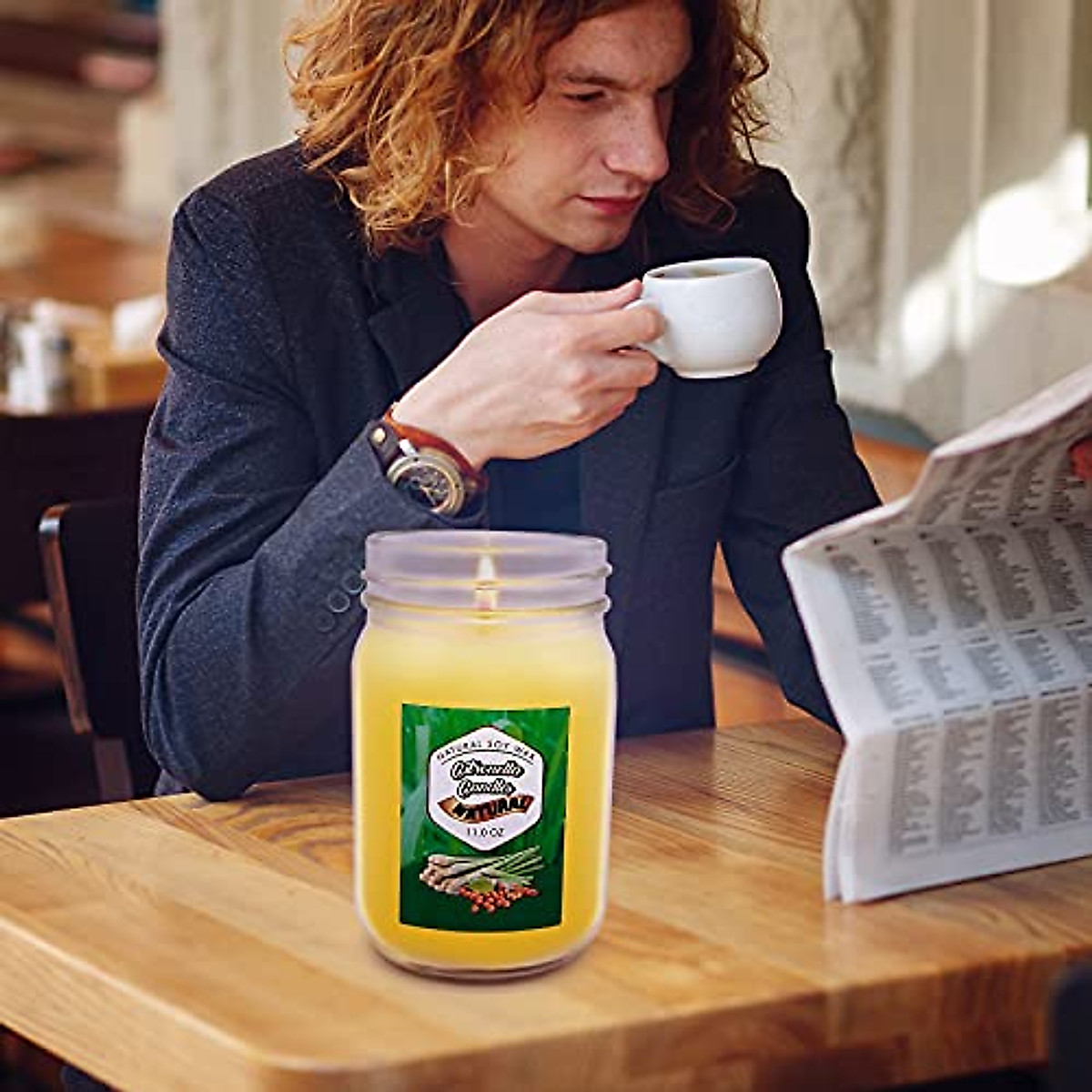 soyyla Citronella Candles Outdoor and Indoor, 11 oz Mason Jar Candles Scented Candles Gift Set for Patio Garden Yard- 2 Pack, 2.8 IN × 4.8 IN