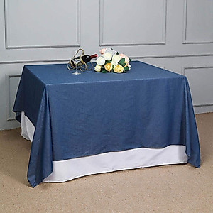 Tableclothsfactory 85" x 85" Dark Blue Faux Denim Polyester Table Overlays Square Tablecloth Cover for Wedding Party Event Banquet