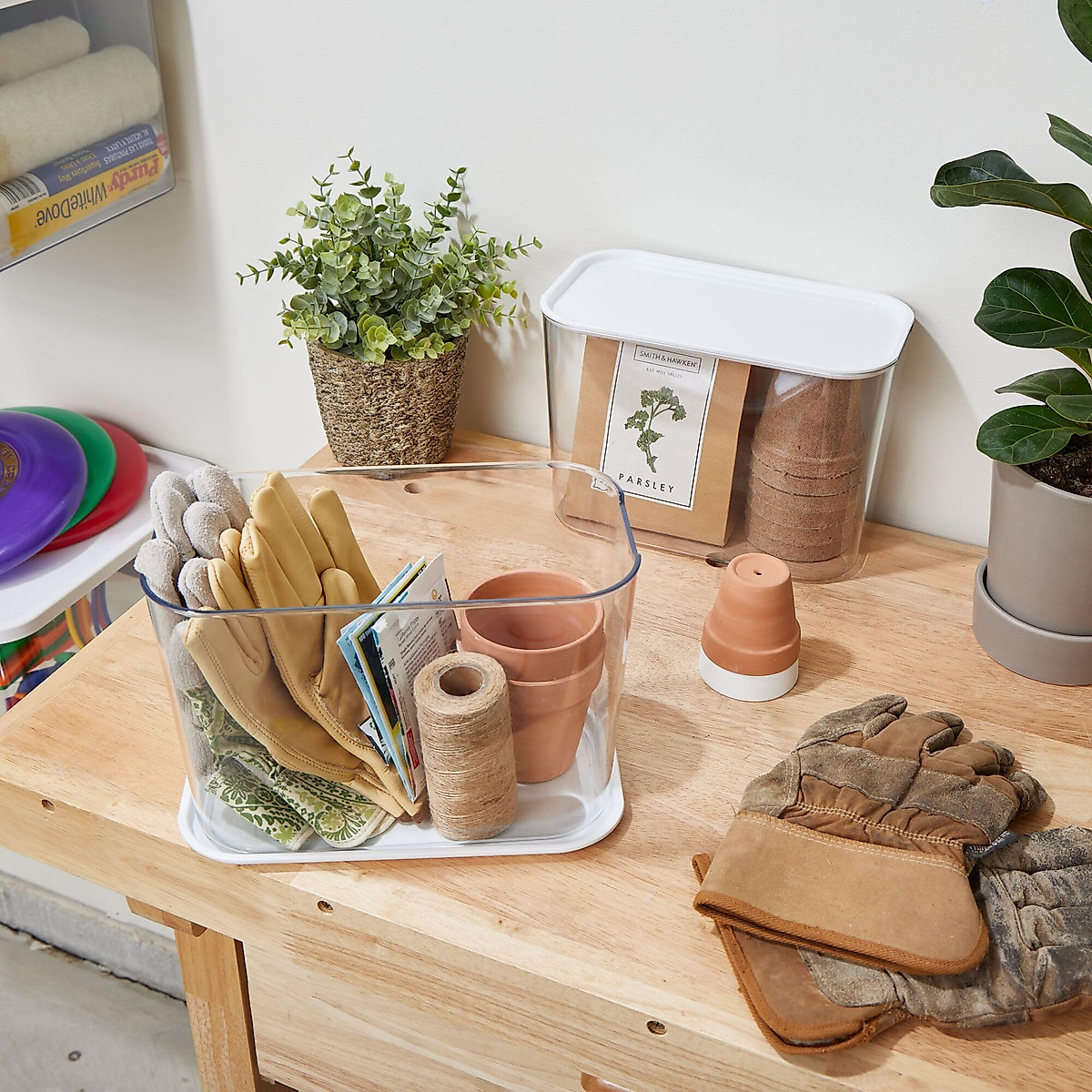 iDesign Tall Inner Storage Bin with Lid, Set of 2, The Wallspace Collection, Clear Bin