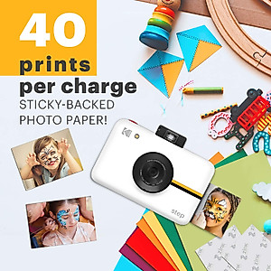 Kodak Step Camera Instant Camera with 10MP Image Sensor, ZINK Zero Ink Technology, Classic Viewfinder, Selfie Mode, Auto Timer, Built-in Flash & 6 Picture Modes | White.