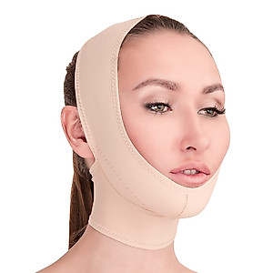 Post Surgical Chin Strap Bandage for Women - Neck and Chin Compression Garment Wrap - Face Slimmer, Jowl Tightening (M)