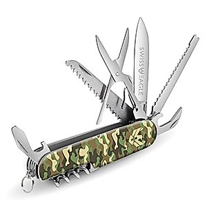 Swiss Eagle Commando Multi-Tool Army Knife - Packs 12 Tools In Your Pocket
