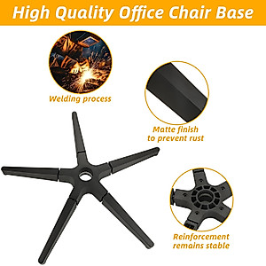 YAYODS Office Chair Base Replacement Heavy Duty 28'' Desk Chair Base Replacement Parts 2200 lbs, Universal Gas Cylinder and Caster Sockets, Black