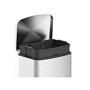 Unknown1 Fingerprint Free Brushed Stainless Steel Rectangular Step-on Trash Can Silver Rectangle Stainless Steel Fingerprint Proof