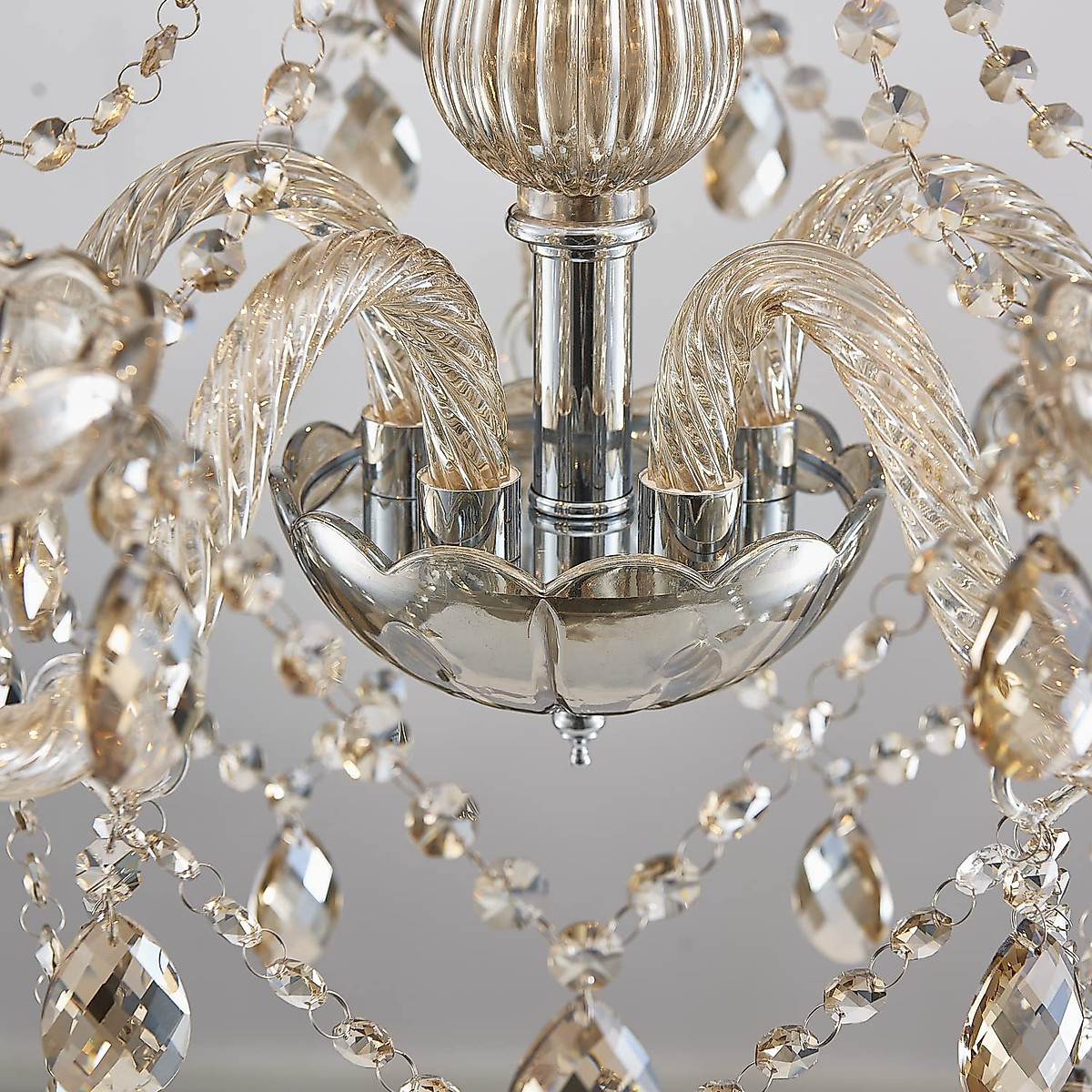 Saint Mossi 5 Light Modern K9 Crystal Chandelier for Dining Room, Pendant Ceiling Lighting Fixture for Bedroom, Living Room, Champagne Crystal