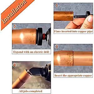 Bestgle 5 Pcs Swaging Tool Drill Bit Set, 1/4 Inch Hex Shank Copper Pipe Swagging Drill Bits Air Conditioner Tube Expander Flaring Tools Copper Pipe Swagging Flare Tools Copper Tubing Repairment Kit