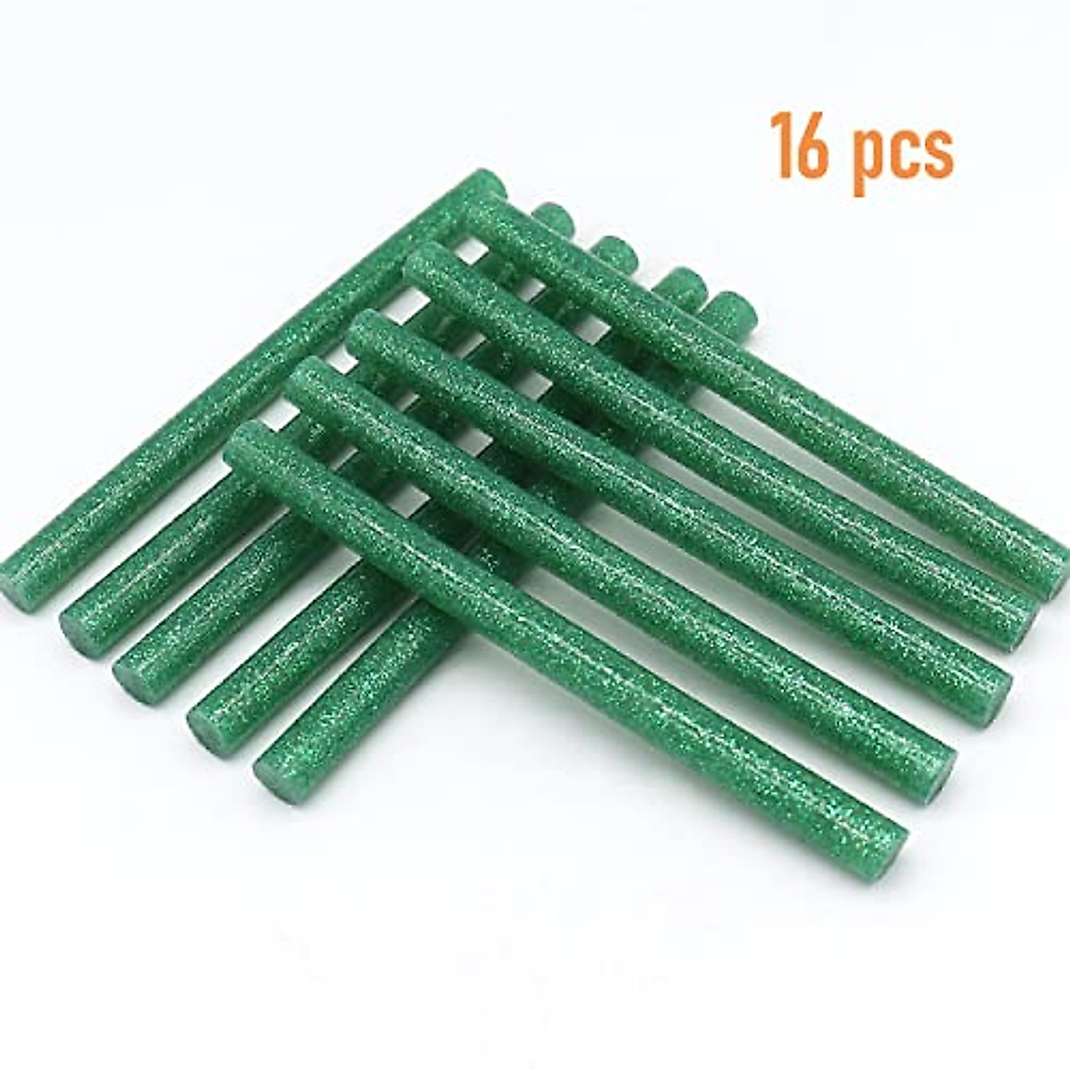 FOCMKEAS 16 PCS Mini Hot Glue Sticks 0.27" Dia. x 3.94" Long Hot Melt Glue Gun Sticks All Purpose Adhesive for Multi-Temp Hot Glue Gun Glue DIY Work， Glitter Green