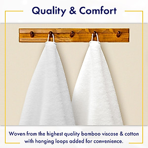 Alusa Home Bamboo Viscose Bath Towels - Ultra Soft & Plush 700 GSM Luxury Bath Towels - Super Absorbent & Quick Drying - 6 Piece Towel Set (White)